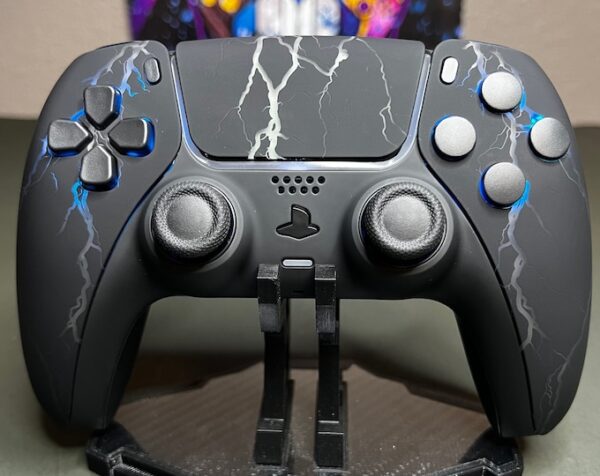 Lightning theme – RGB LED – All Black – Premum Custom Wireless Controller for PS5 – gamecosmos